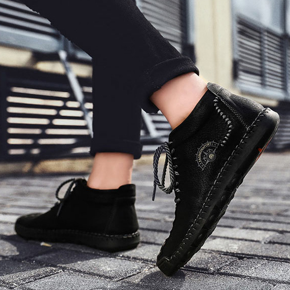 Men's Autumn-Winter Handmade Lace-up Synthetic Leather Ankle Boots ...