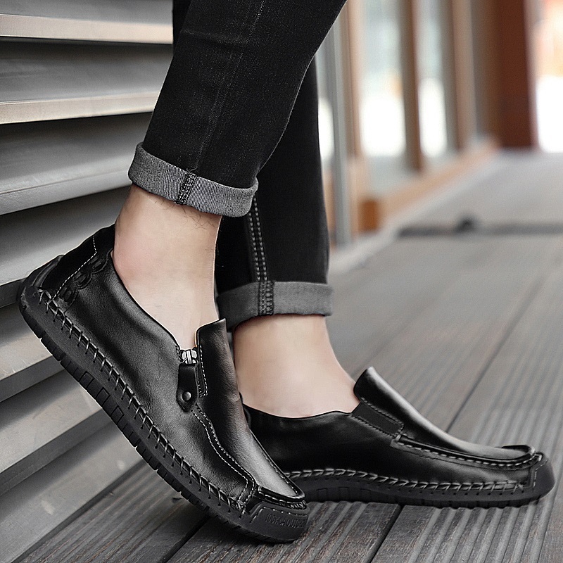 Men's Four Seasons Handmade Side Zipper Leather Casual Shoes | Calceus