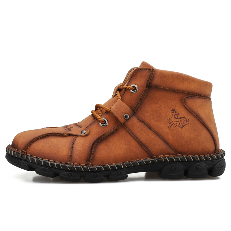 Men's Outdoor Hand-stitched Leather Lace Up Hiking Ankle Boots | Calceus