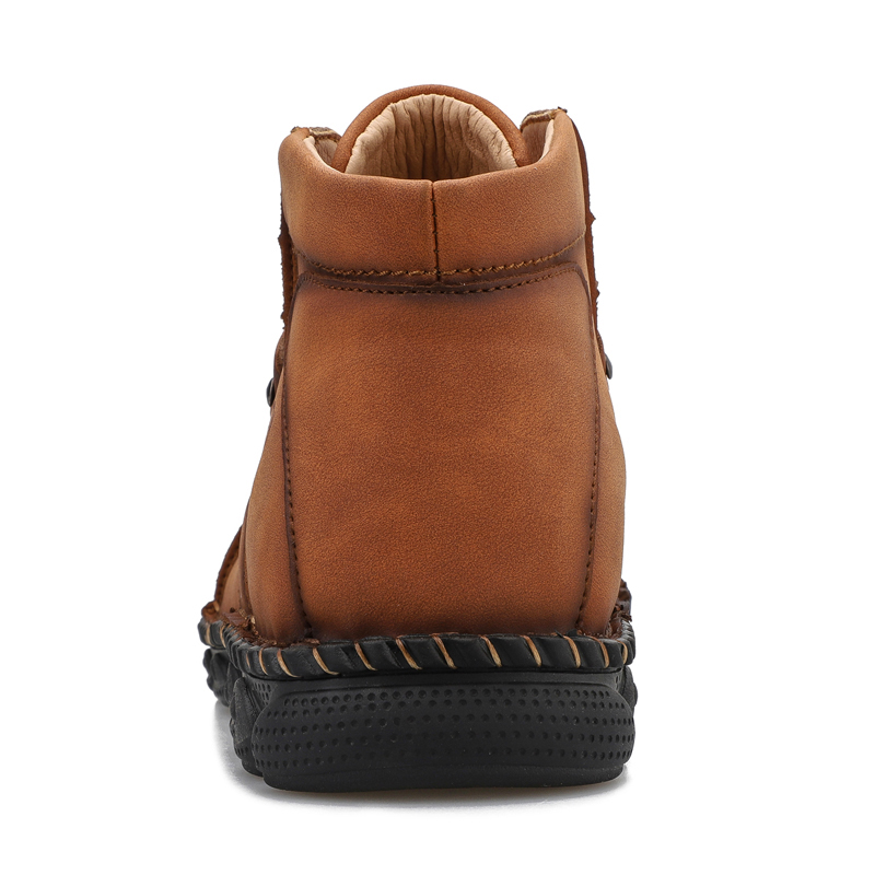 Men's Outdoor Hand-stitched Leather Lace Up Hiking Ankle Boots | Calceus