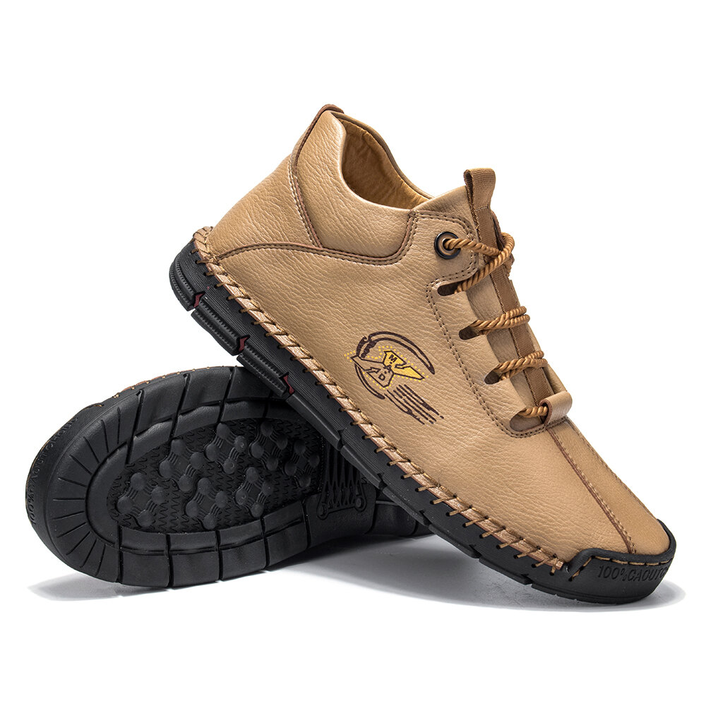 Men Autumn Winter Hand Stitching Non Slip Microfiber Leather Boots ...