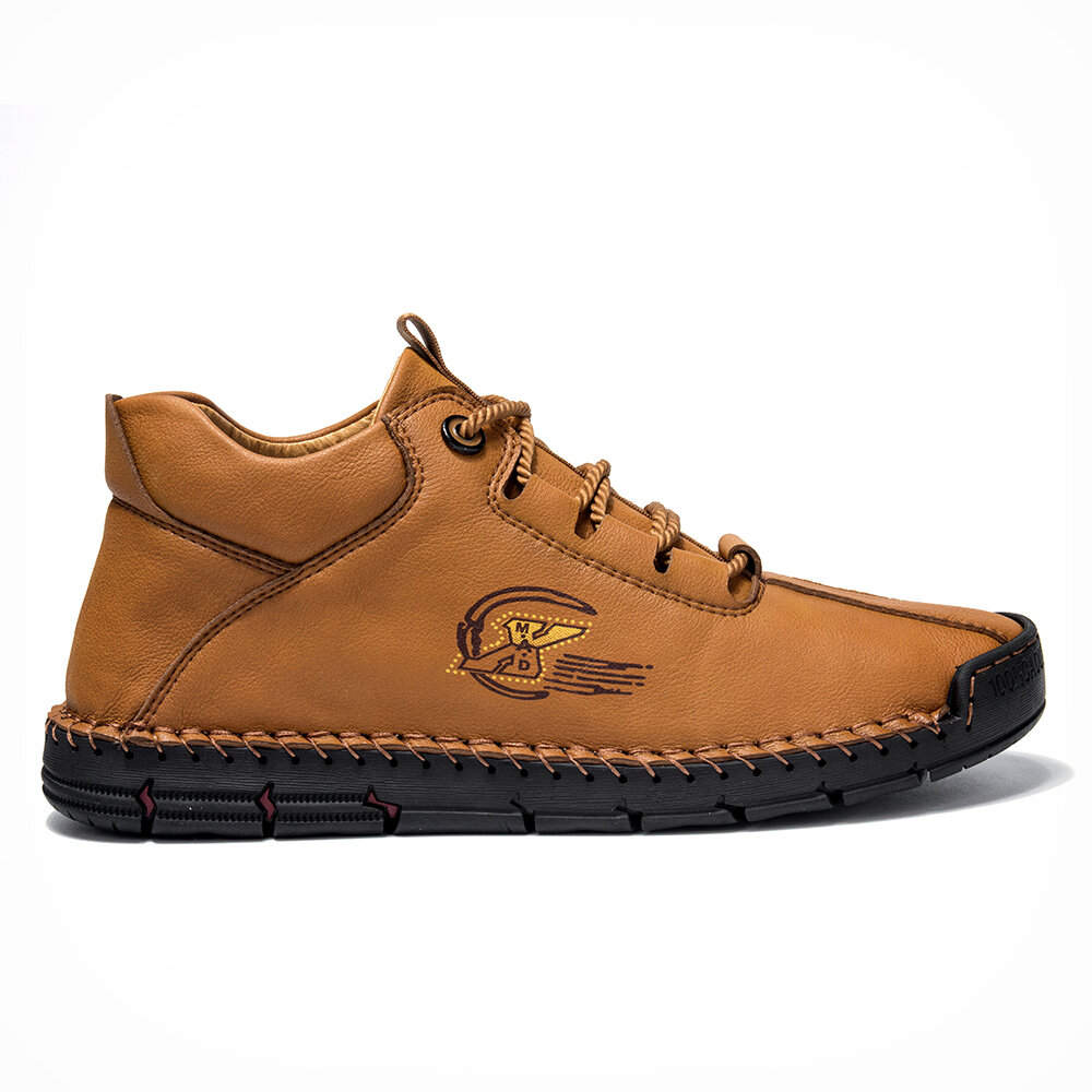 Men Autumn Winter Hand Stitching Non Slip Microfiber Leather Boots ...