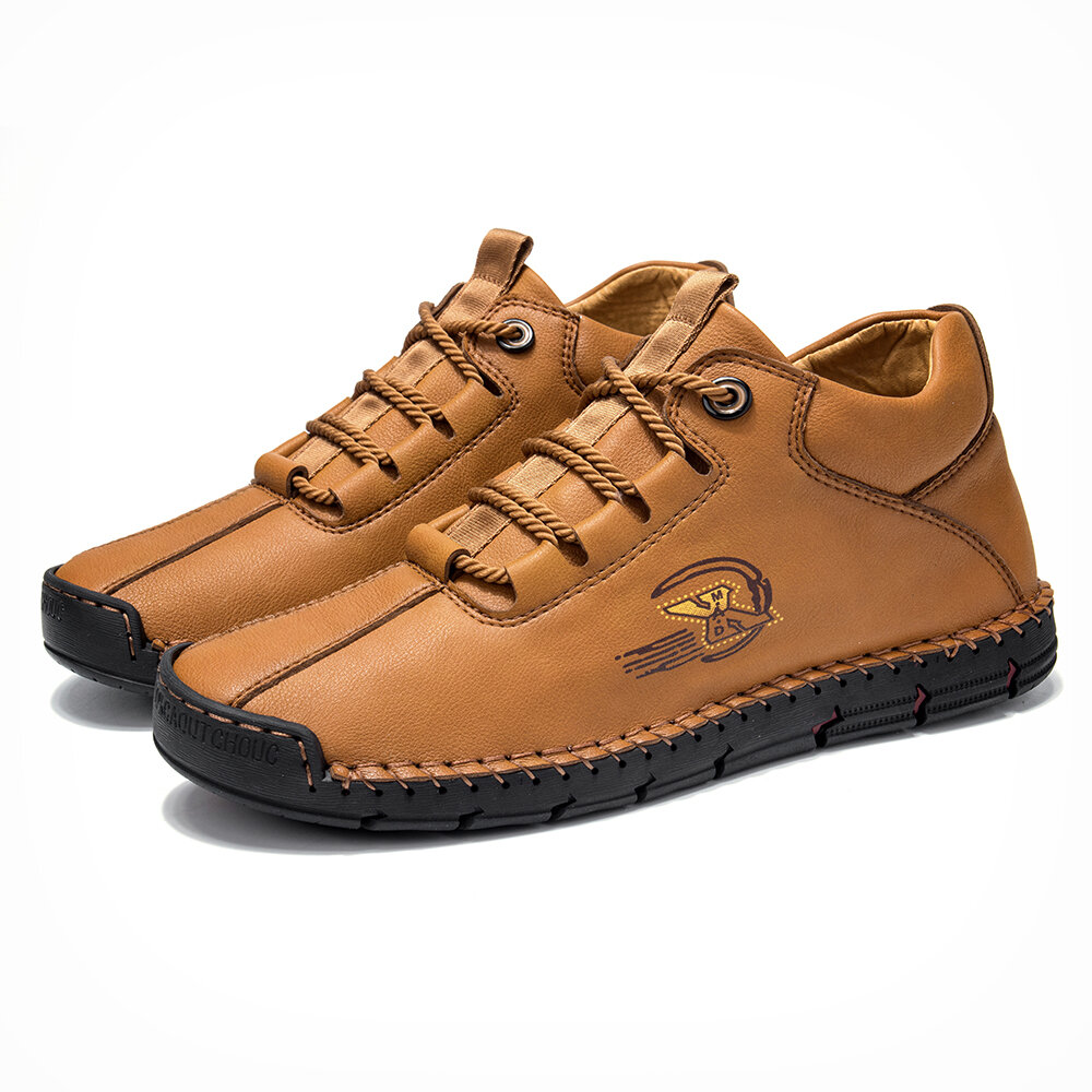 Men Autumn Winter Hand Stitching Non Slip Microfiber Leather Boots ...